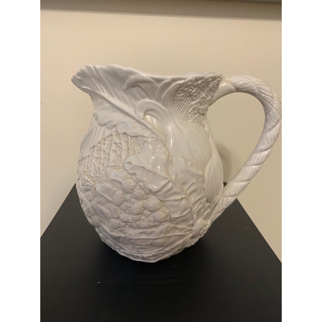 Mid 20th Century White Large Ceramic Pitcher, Made in Italy | Chairish