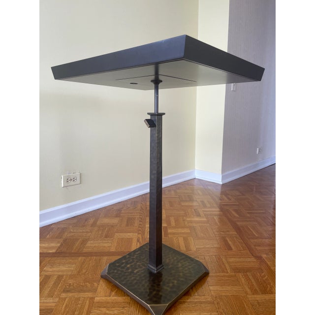 Contemporary Wood and Cast Bronze Side Table | Chairish