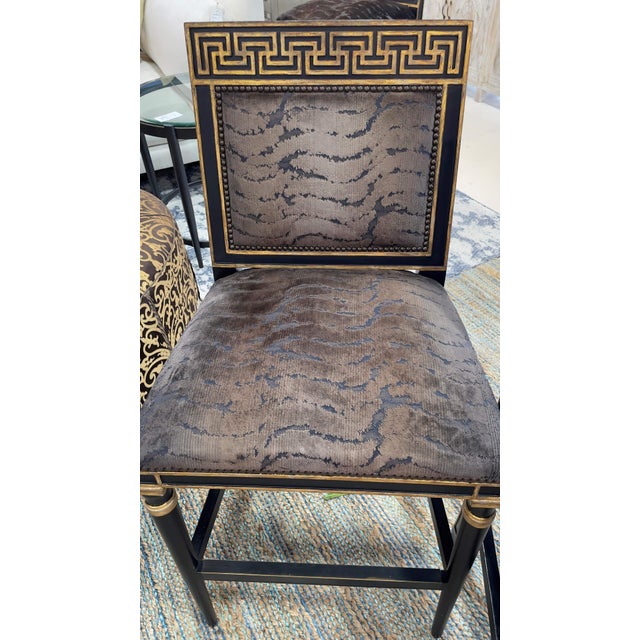 Gilt Trimmed Greek Key Counter Stools - Set of 3 | Chairish