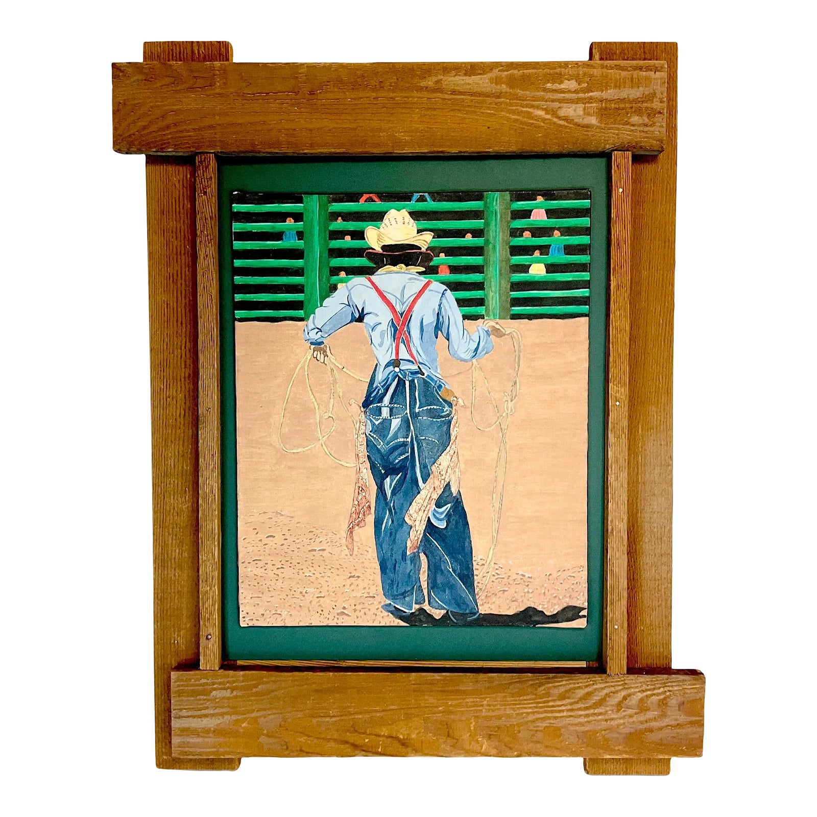 1960s Mid-Century Americana Impressionist Oil Painting, Cowboy at Rodeo ...