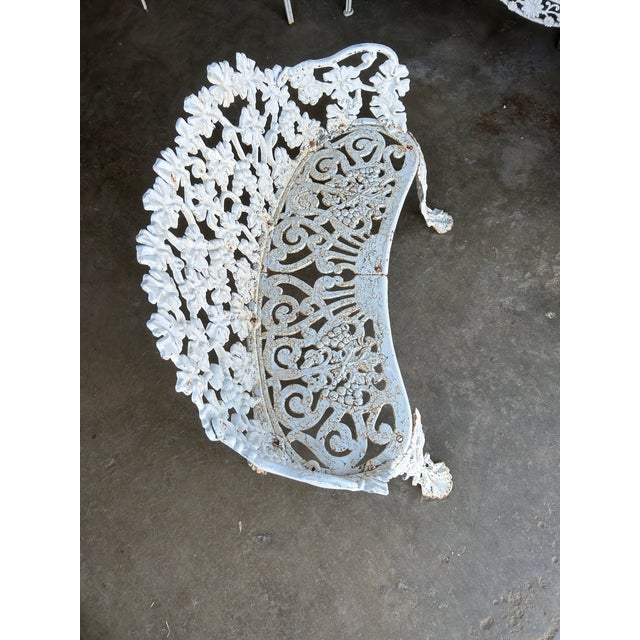 Mid 20th Century White Grapevine and Leaf Cast Iron Bench Settee | Chairish