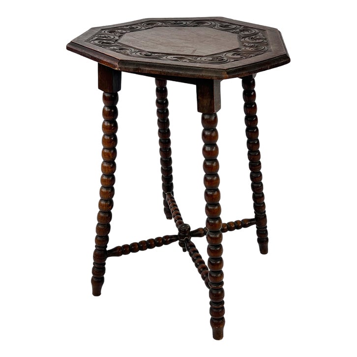 Vintage Bubble Leg Side Table in Oak, 1920s | Chairish