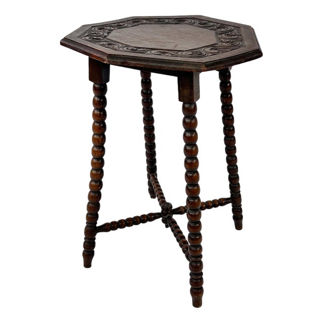 Vintage Bubble Leg Side Table in Oak, 1920s | Chairish