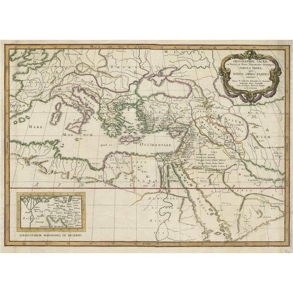 Antique Map of the Holy Land, 1660 | Chairish