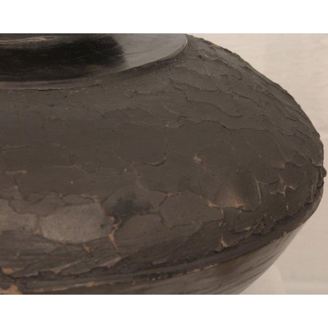 Vintage Raku Fired Black Stoneware Clay Vessel | Chairish