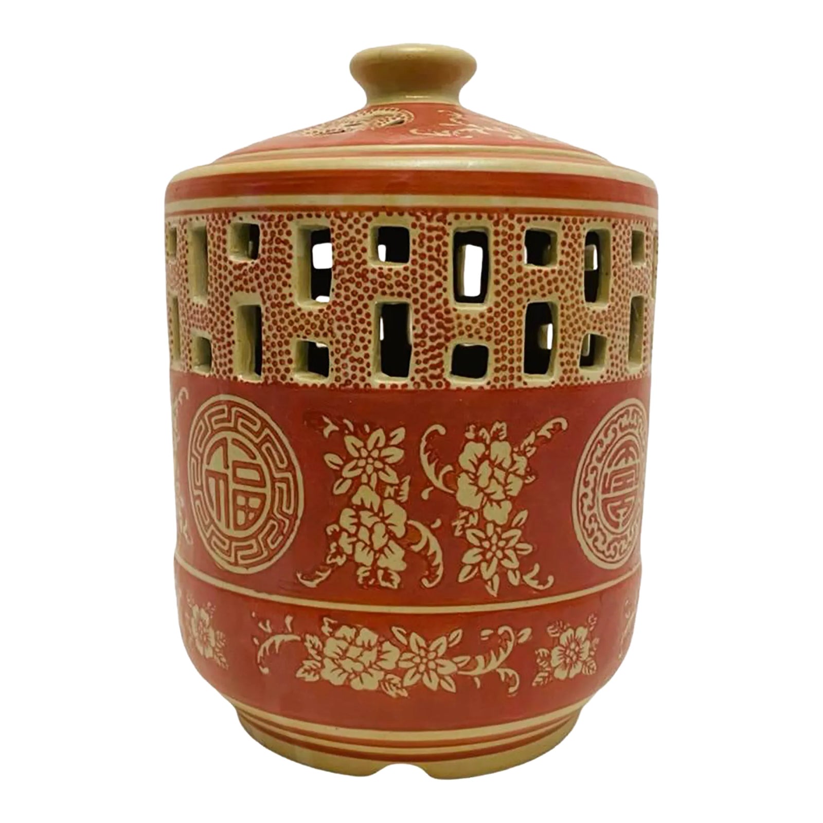 Vintage Chinese Incense Burner Lantern Perfume Burner Asian Lidded Vase ...