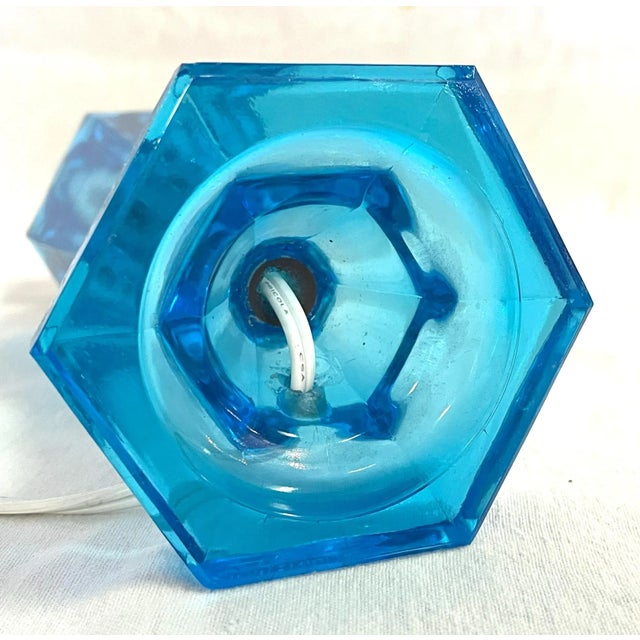 Vintage Mayflower Blue Glass Vanity Lamp | Chairish