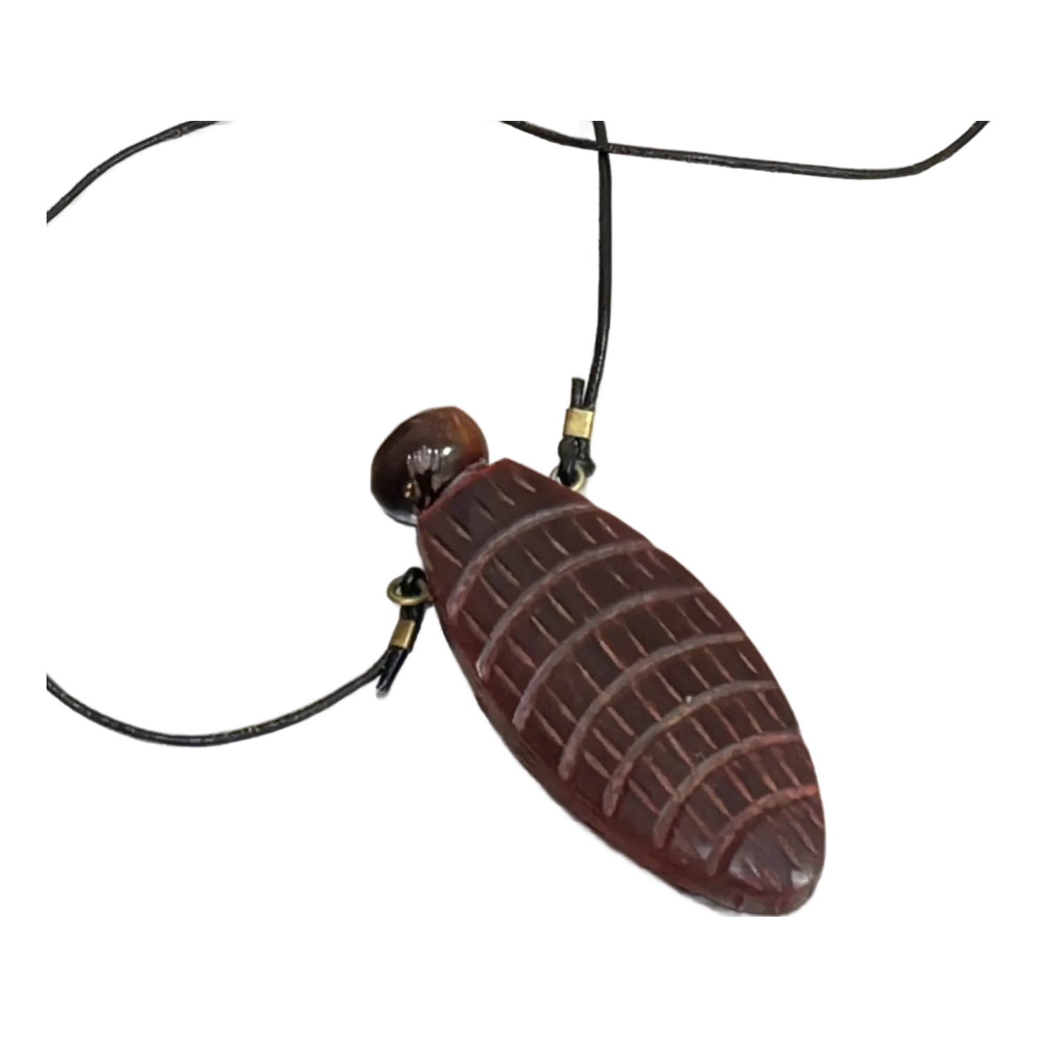 Carved Resin / Amber Scarab Screw-Top Bottle Pendant Necklace | Chairish