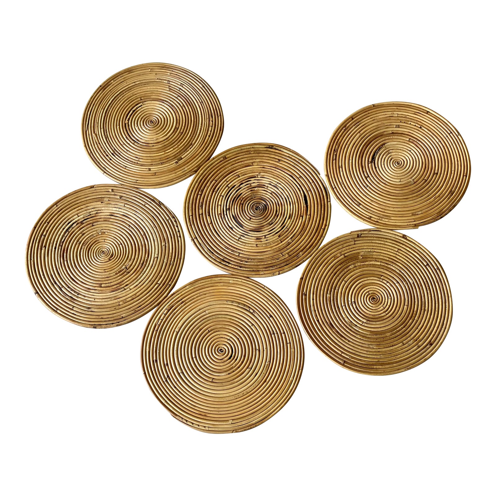 Circa 1980 Gabriella Crespi-Inspired Pencil Reed Rattan Placemats - Set ...