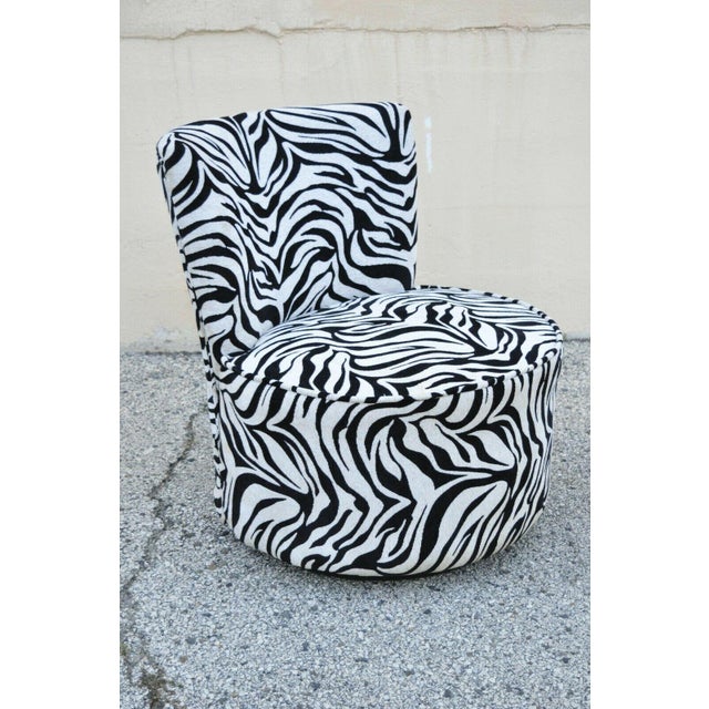 Modern Zebra Pattern Upholstered Round Swivel Club Lounge Chair | Chairish