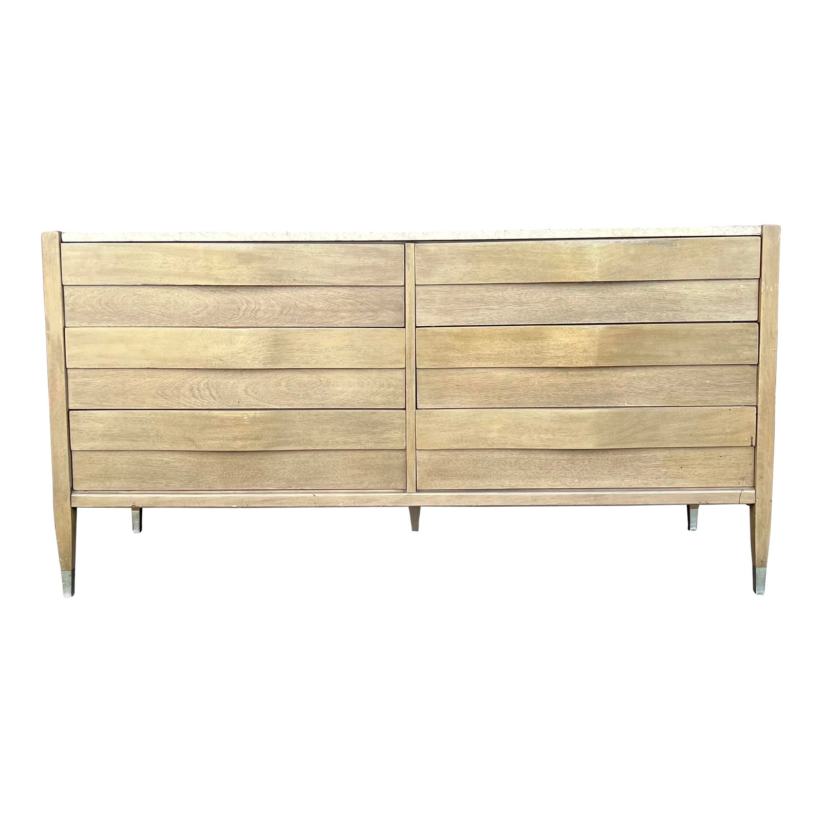 American of Martinsville Travertine Top Dresser | Chairish