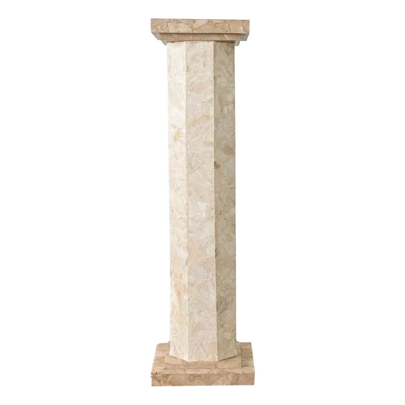 French Hollywood Regency Travertine Column | Chairish
