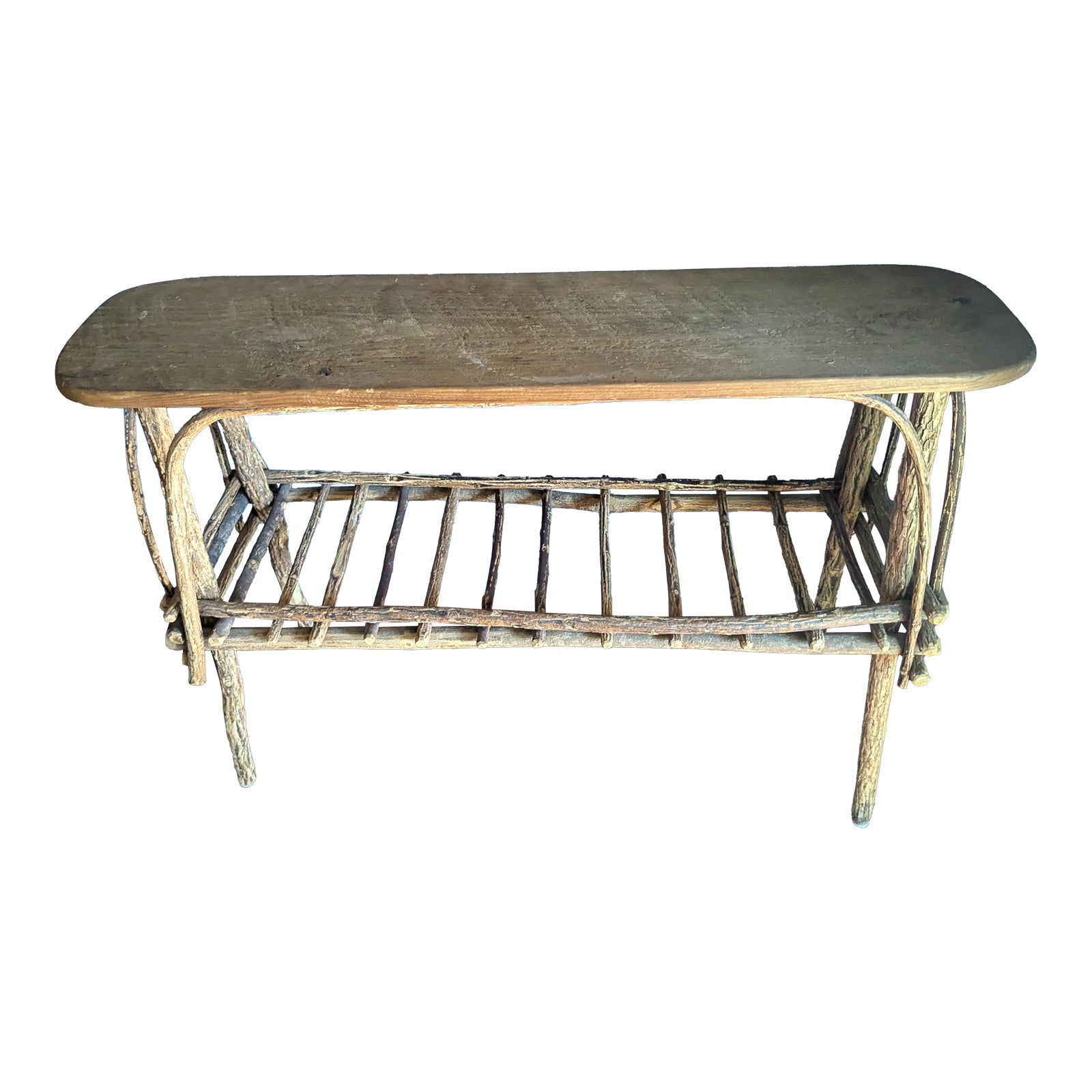 Mid 20th Century Adirondack Handmade Twig and Birch Wood Entry Table ...