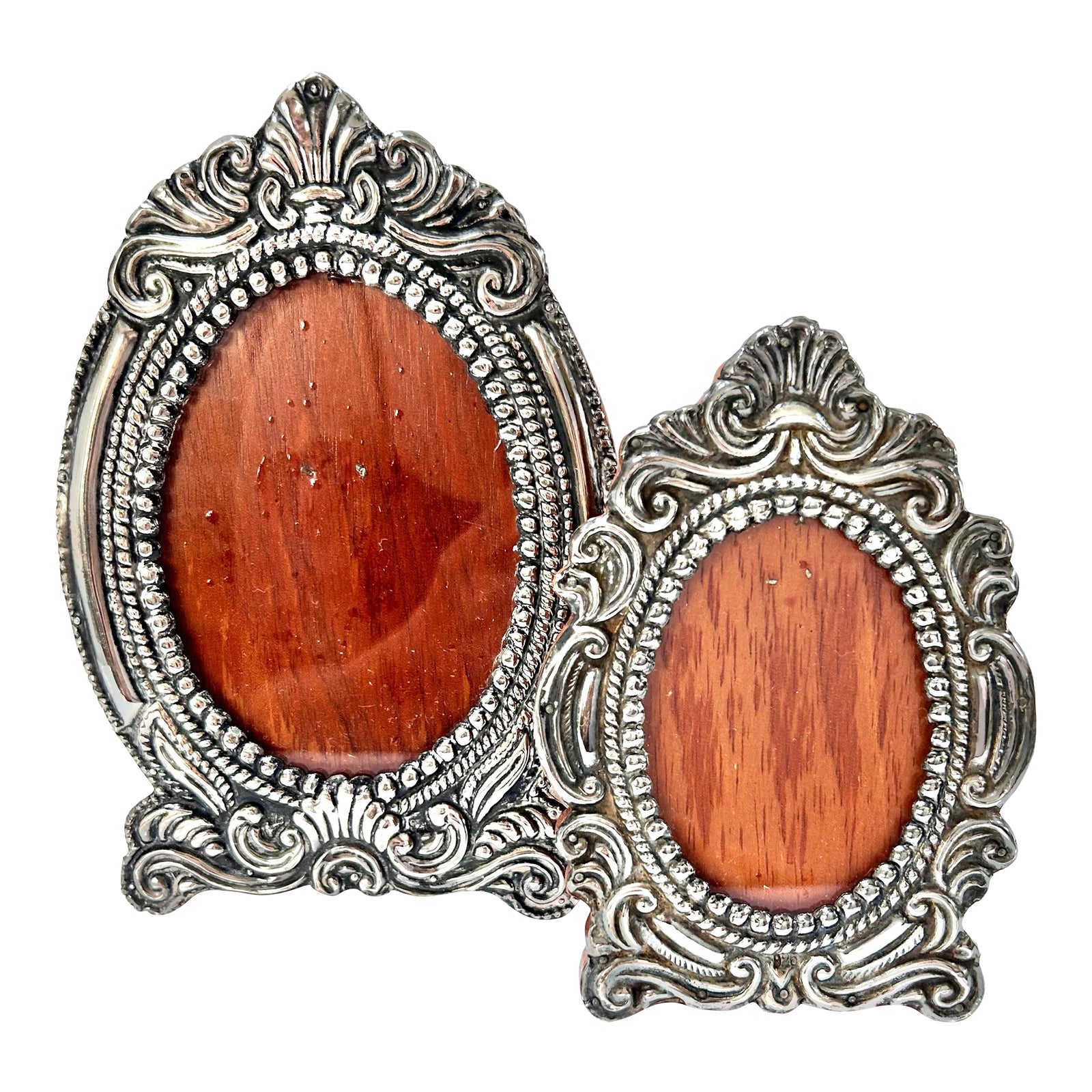 1940s Sterling Silver Repousse Oval Picture Frames Peru - Set of 2 ...