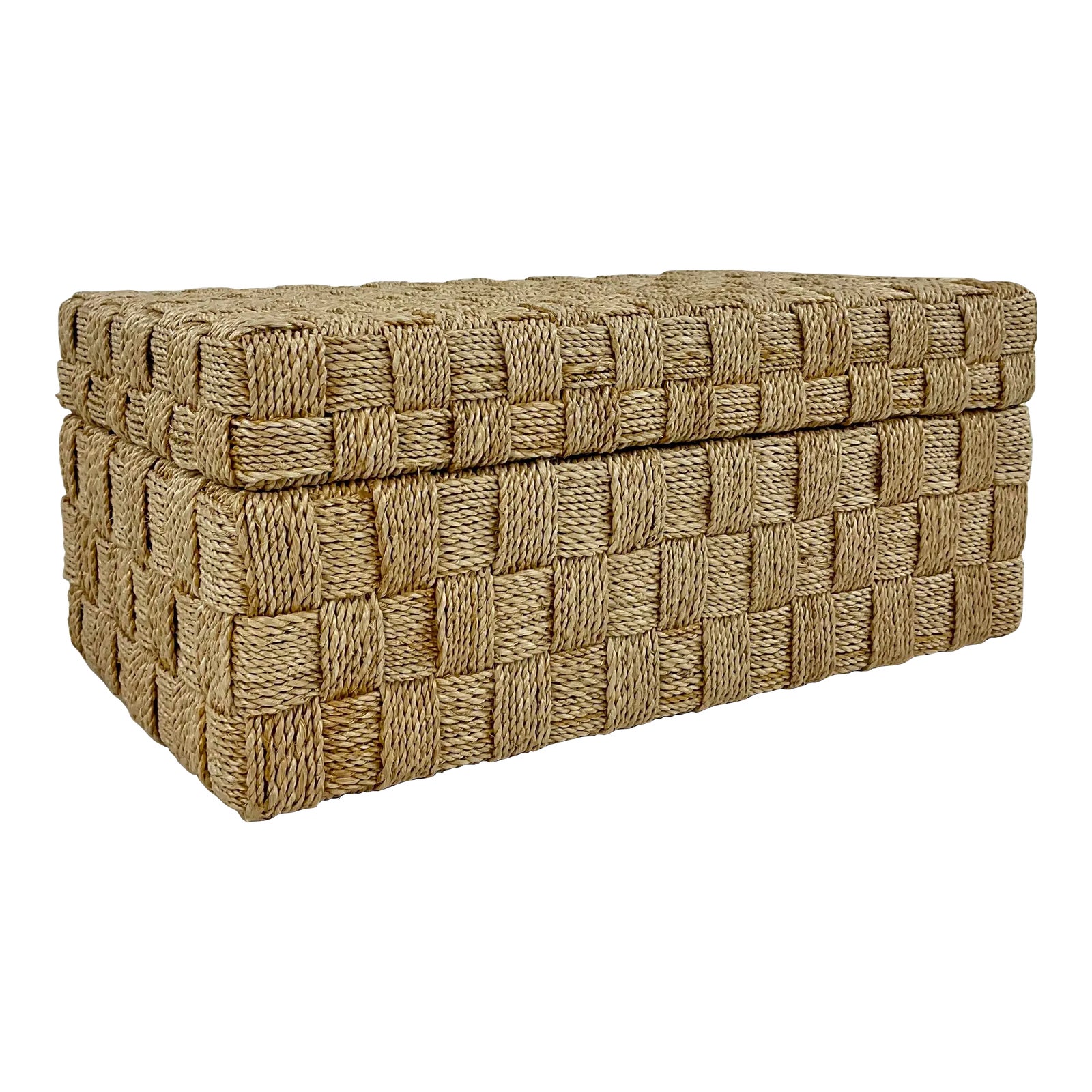 Made Goods Organic Modern Large Natural Abaca Lilou Box | Chairish