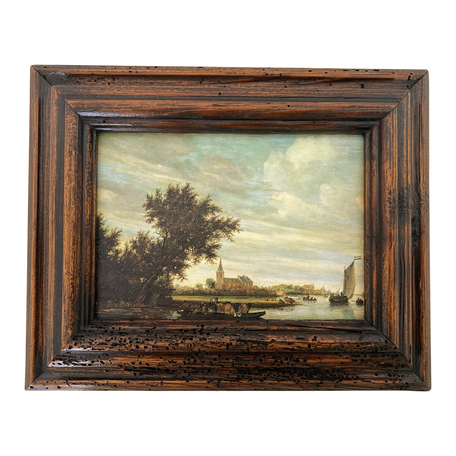 Mid 20th Century Vintage Small Reproduction Dutch Landscape Painting ...