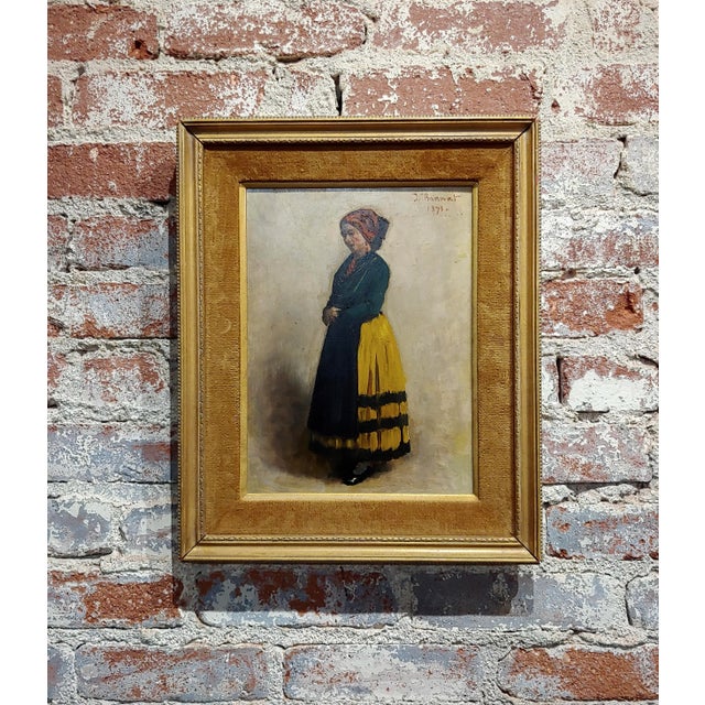 Leon Bonnet 19th Century Portrait of an Italian Woman Oil Painting C ...
