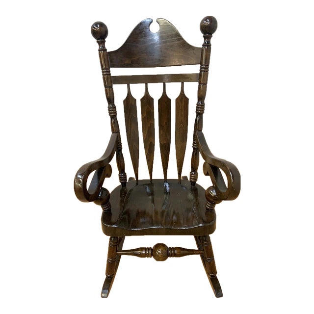 Late 20th Century Vintage Yugoslavian High Back Wood Rocking Chair ...