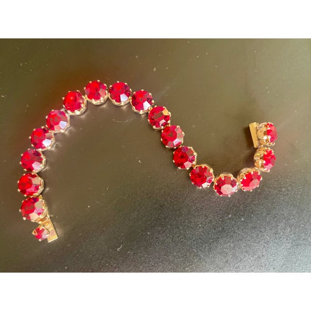 Vintage Weiss Ruby Red Crystal Bracelet | Chairish