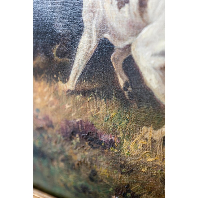 French 19th Century Oil on Canvas Hunting Scene Painting by B. Lanoux ...