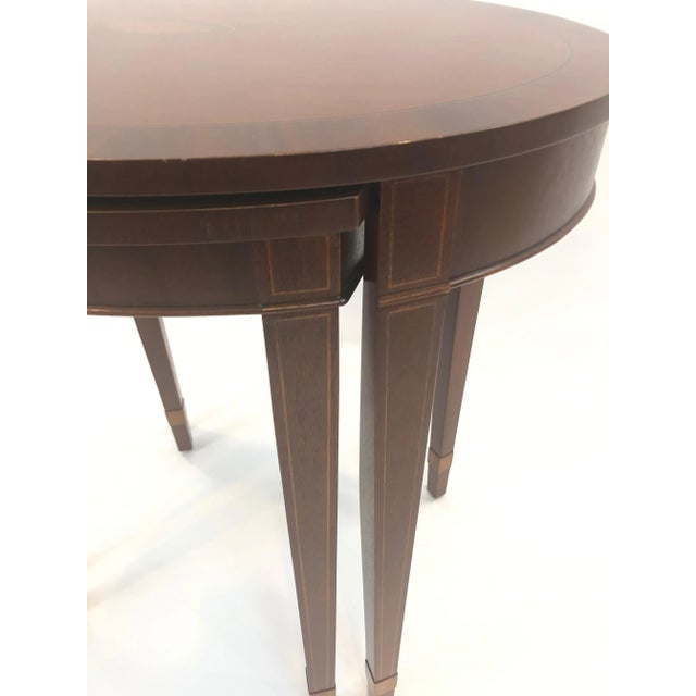 Handsome Oval Mixed Wood Inlaid Nesting Table | Chairish
