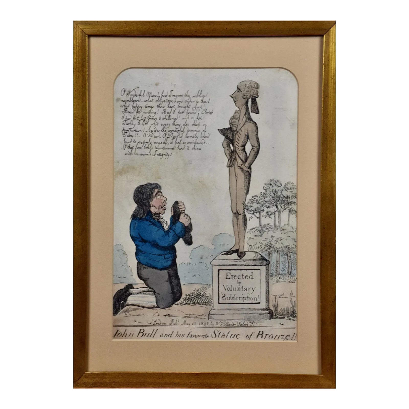 William HollandAn early 19th C. satirical etching of John Bull kneeling ...