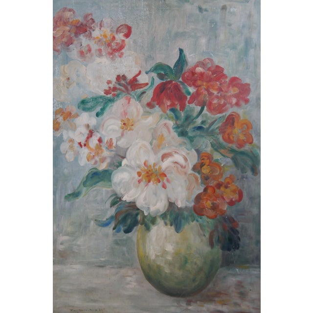 1964 Mid Century Floral Still Life Painting Oil on Canvas by Tiny ...