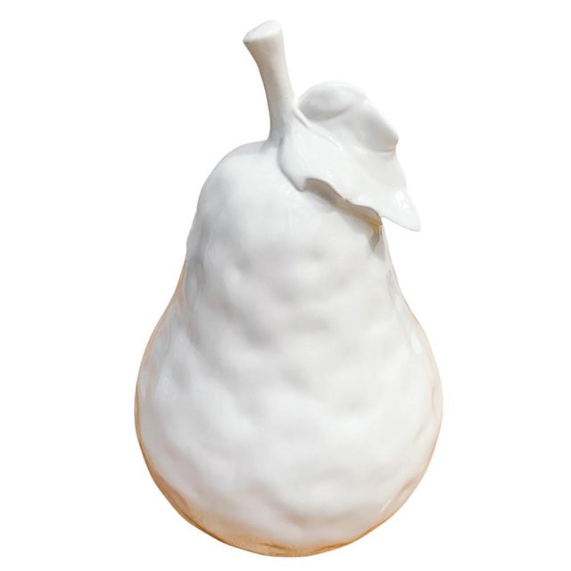 Large Scale White Glazed Ceramic Pear Decorative Object | Chairish