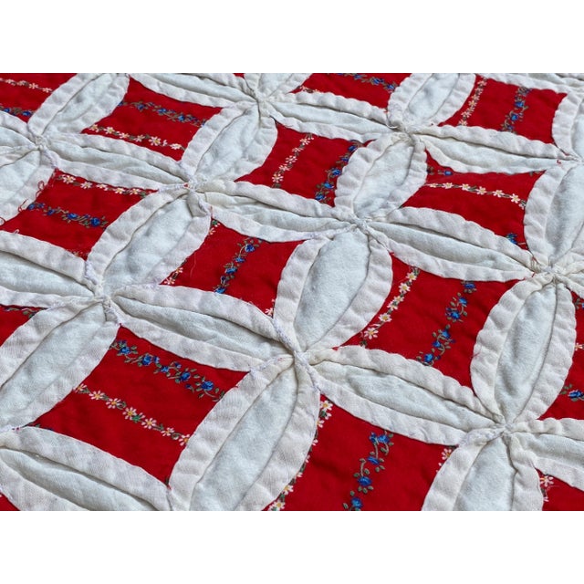 Large Beautiful Antique Cathedral Windows Quilt | Chairish