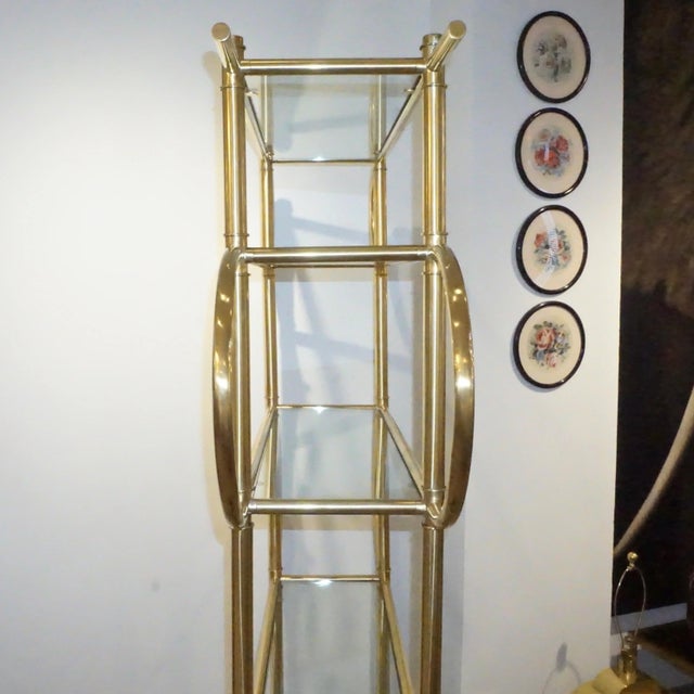 Italian Modern Gold Brass Tubular Shelving Unit Étagère on Black ...