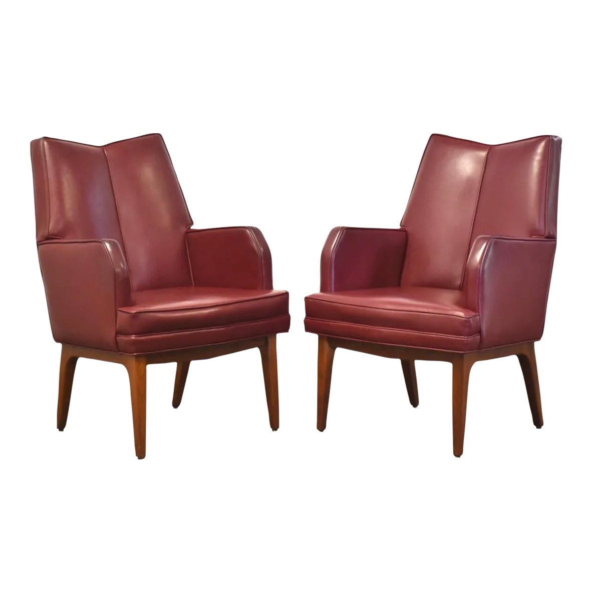 Maroon Lounge Chairs - a Pair | Chairish