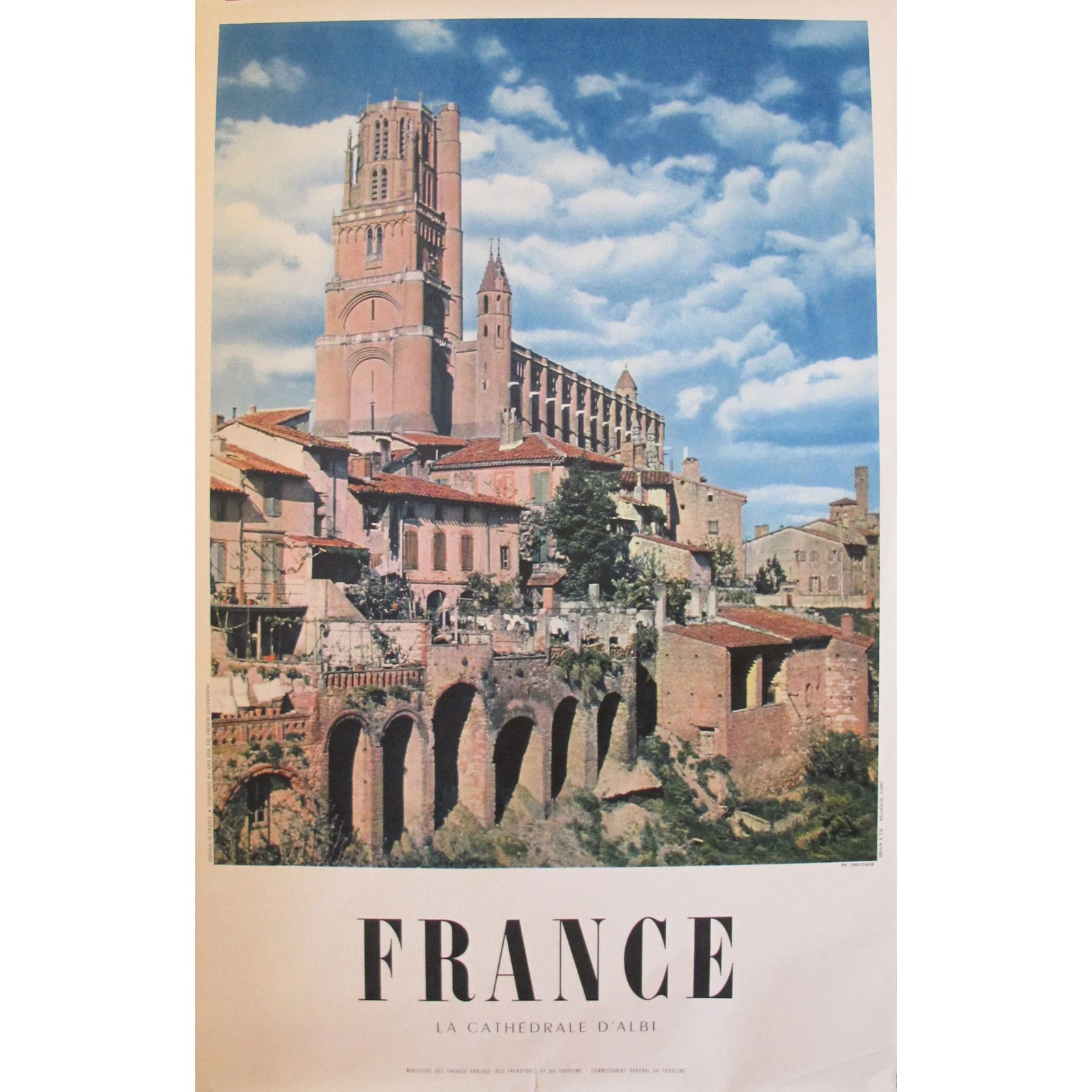 1950s Vintage French Travel Poster, Albi Cathedral | Chairish
