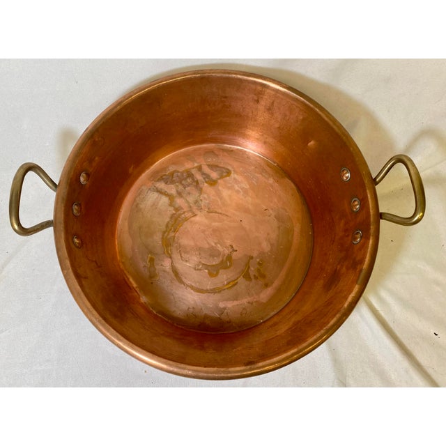 Antique Hammered Copper Jam Preserving Pan / Pot With Brass Handles ...