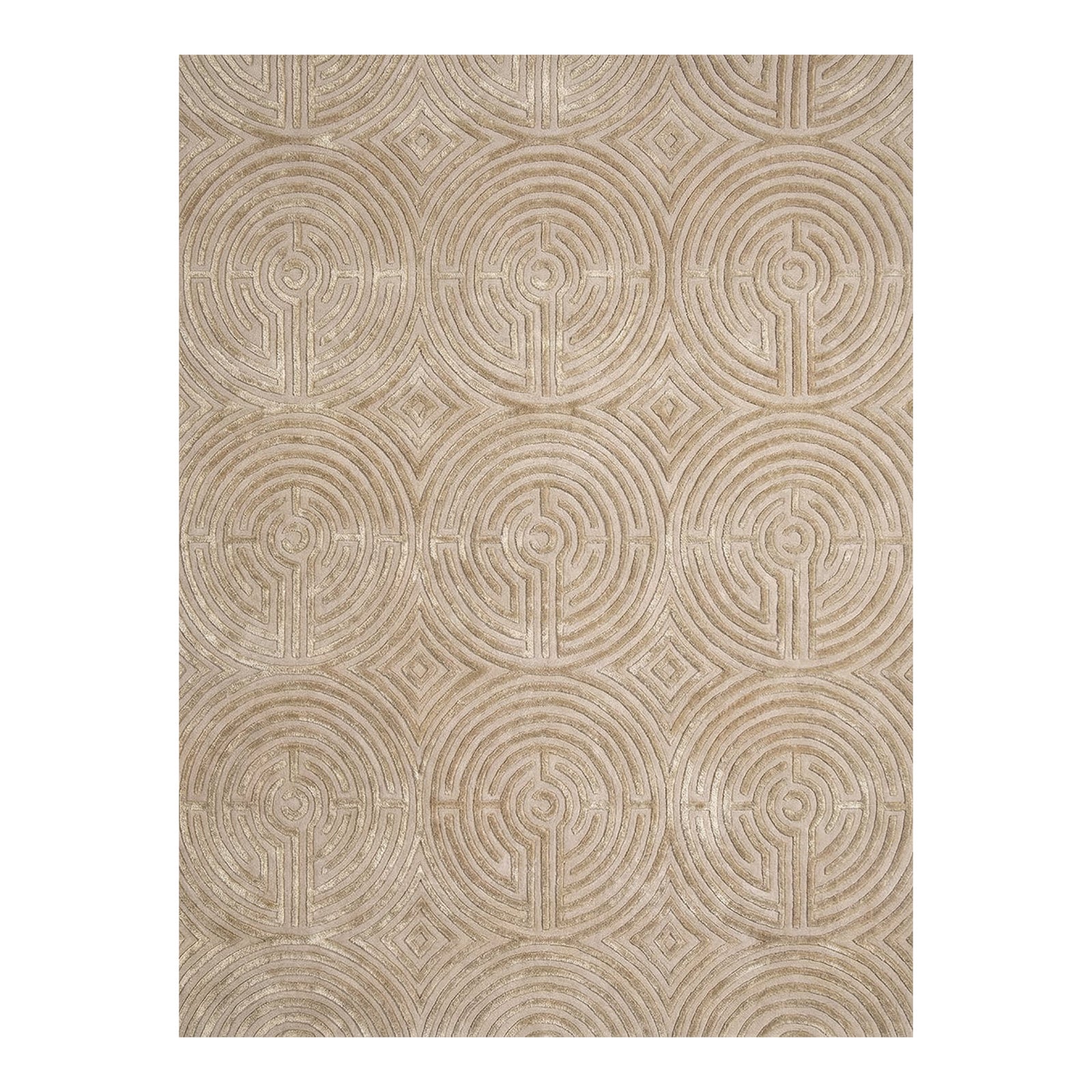 Sample Lucca Maze Rug, Wheat Tan, 12x12 | Chairish