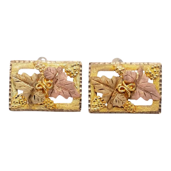Black Hills Gold Grape Leaf Yellow & Pink Gold Cufflinks by Landstrom's ...