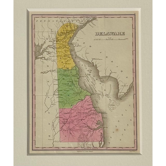 Map of Delaware by Anthony Finley, 1824 (Framed) | Chairish