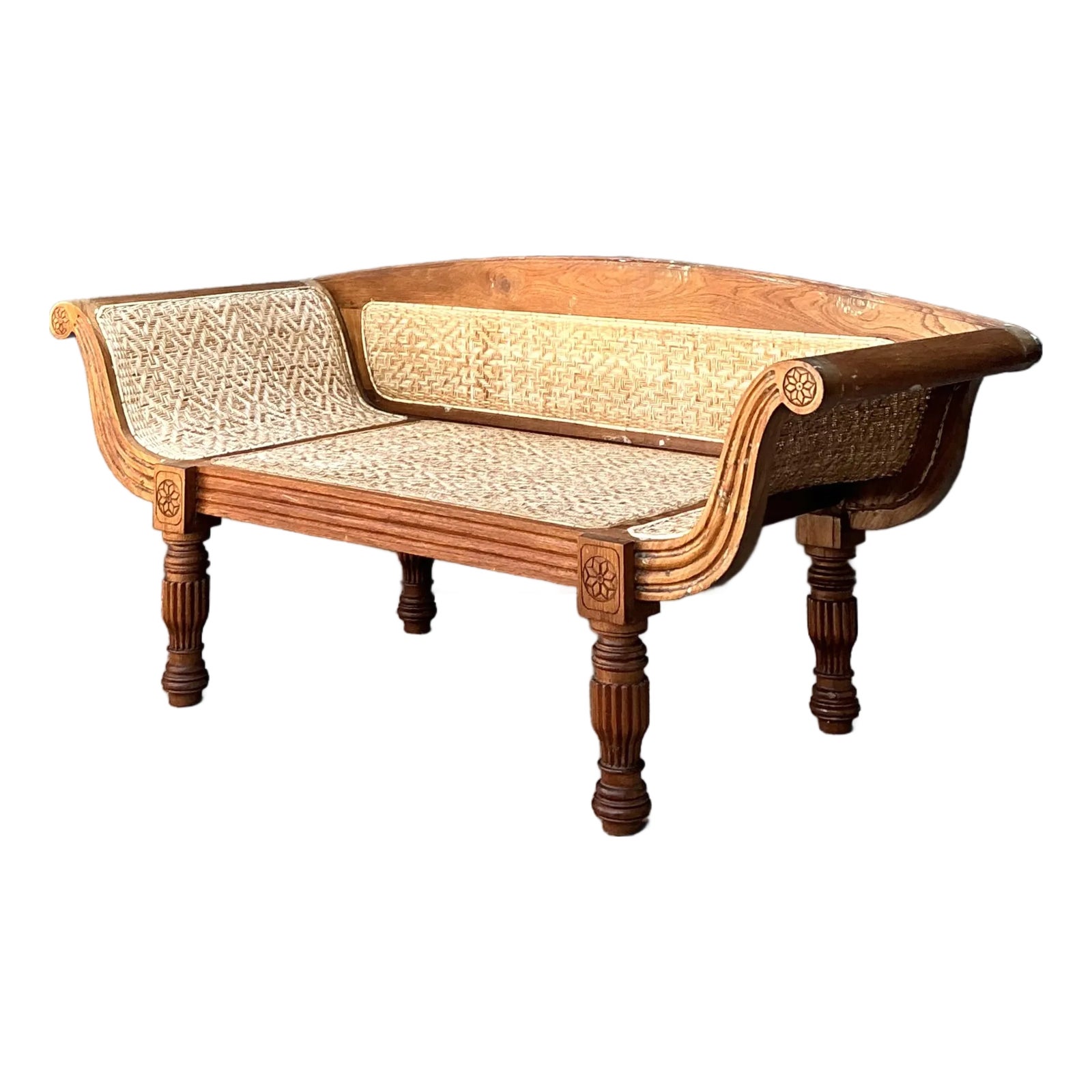 Vintage Anglo Indian Cane Settee | Chairish