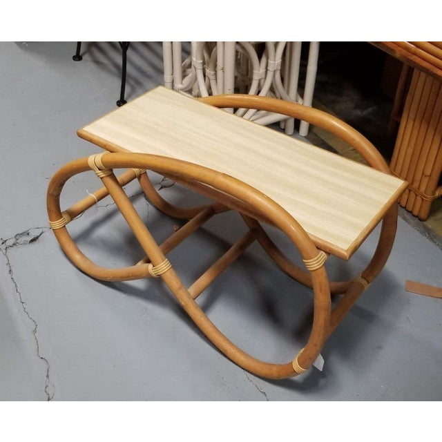 1950s Restored 3/4 Pretzel "Grasshopper" Rattan Two-Tier Side Table ...