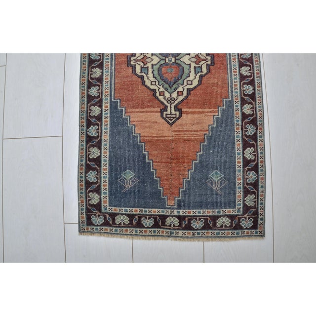 Cornflower and Burnt Orange Muted Pastel Rug | Chairish