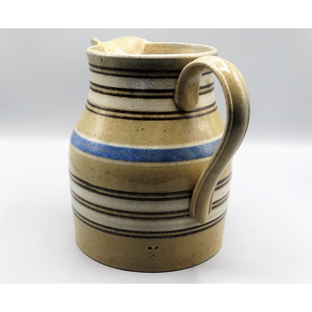 Large Antique English Mocha Ware Jug Pitcher | Chairish