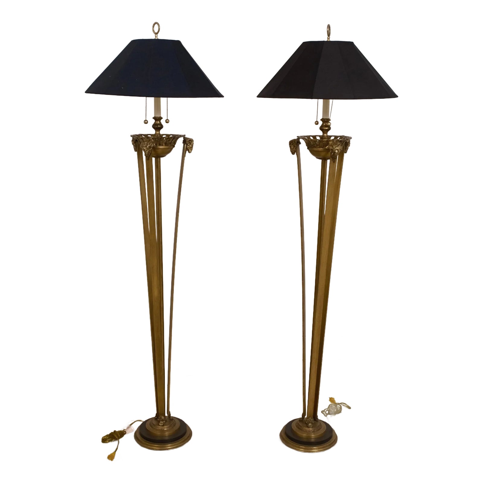 Pair Frederick Cooper Rams Head Regency Brass Floor Lamps | Chairish