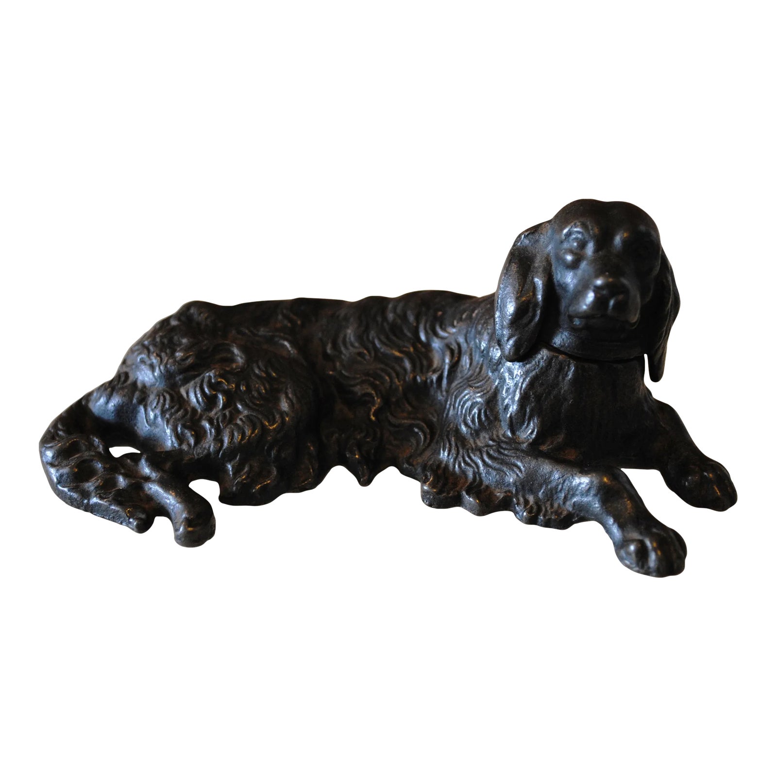 Vintage Cast Iron Spaniel/Retriever Dog Paperweight | Chairish