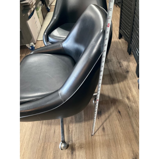 1960s Black Swivel Chairs Rolling Atomic Mid-Century Modern Virco Mfg ...