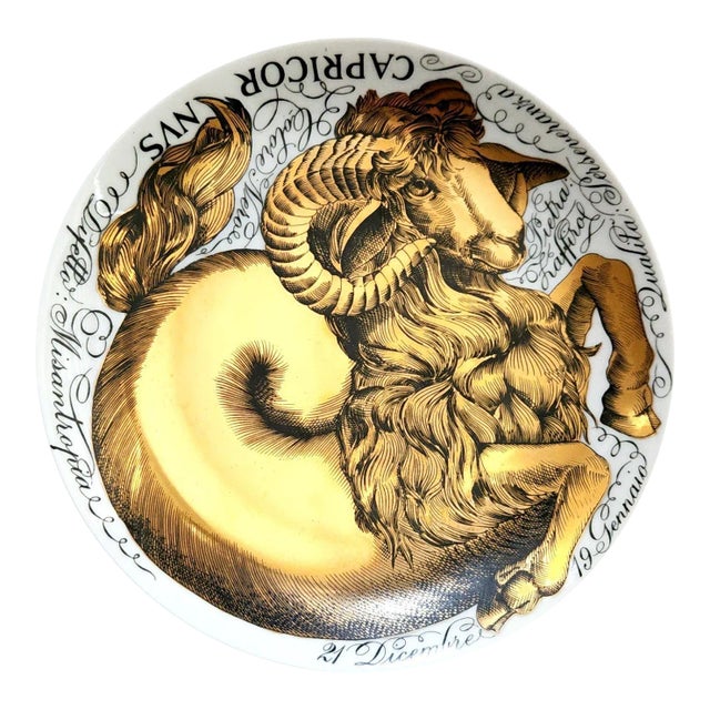 Piero Fornasetti Porcelain Zodiac Plate- Astrological Sign-Capricorn ...