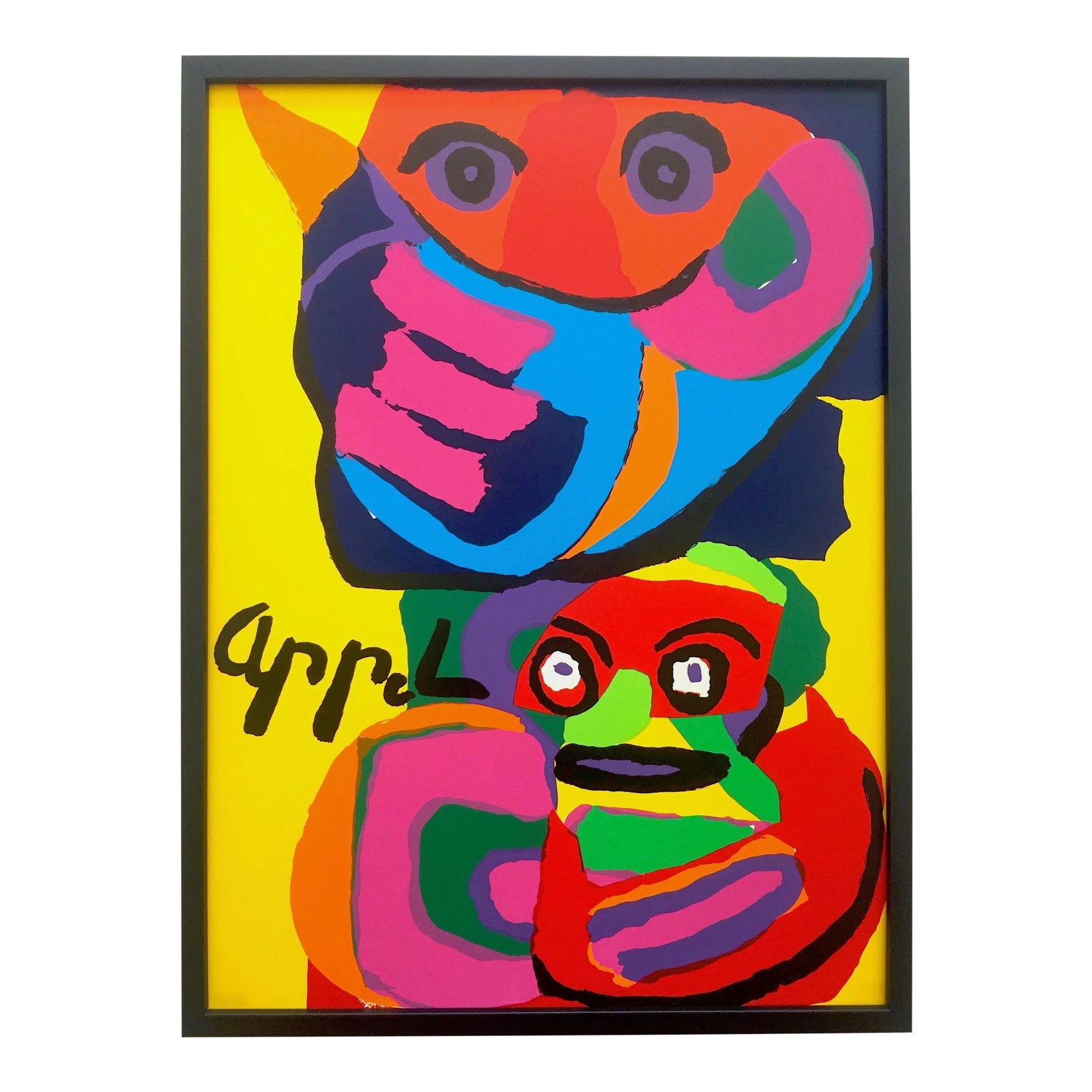 Karel Appel Rare Vintage 1960's Mid Century Modern Framed Silkscreen ...