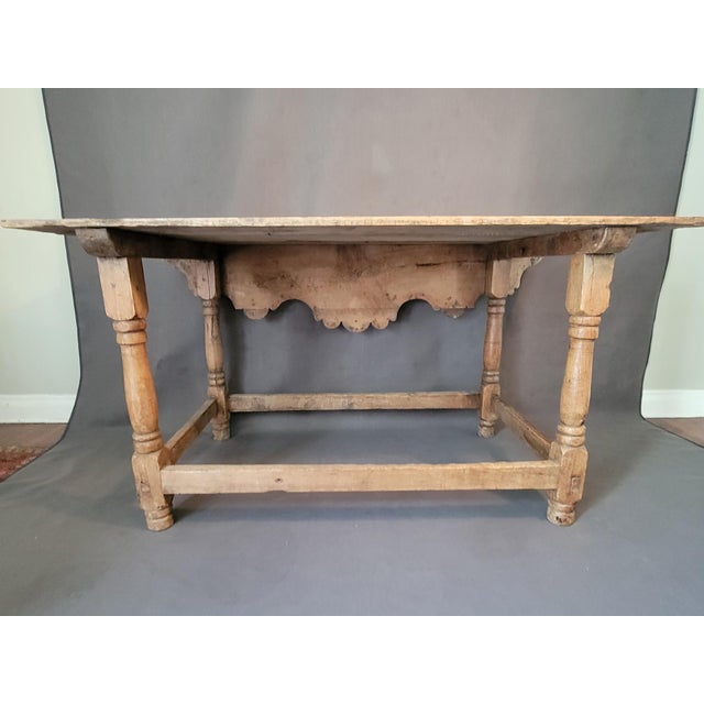 Rustic Oak Farm Table With Apron | Chairish