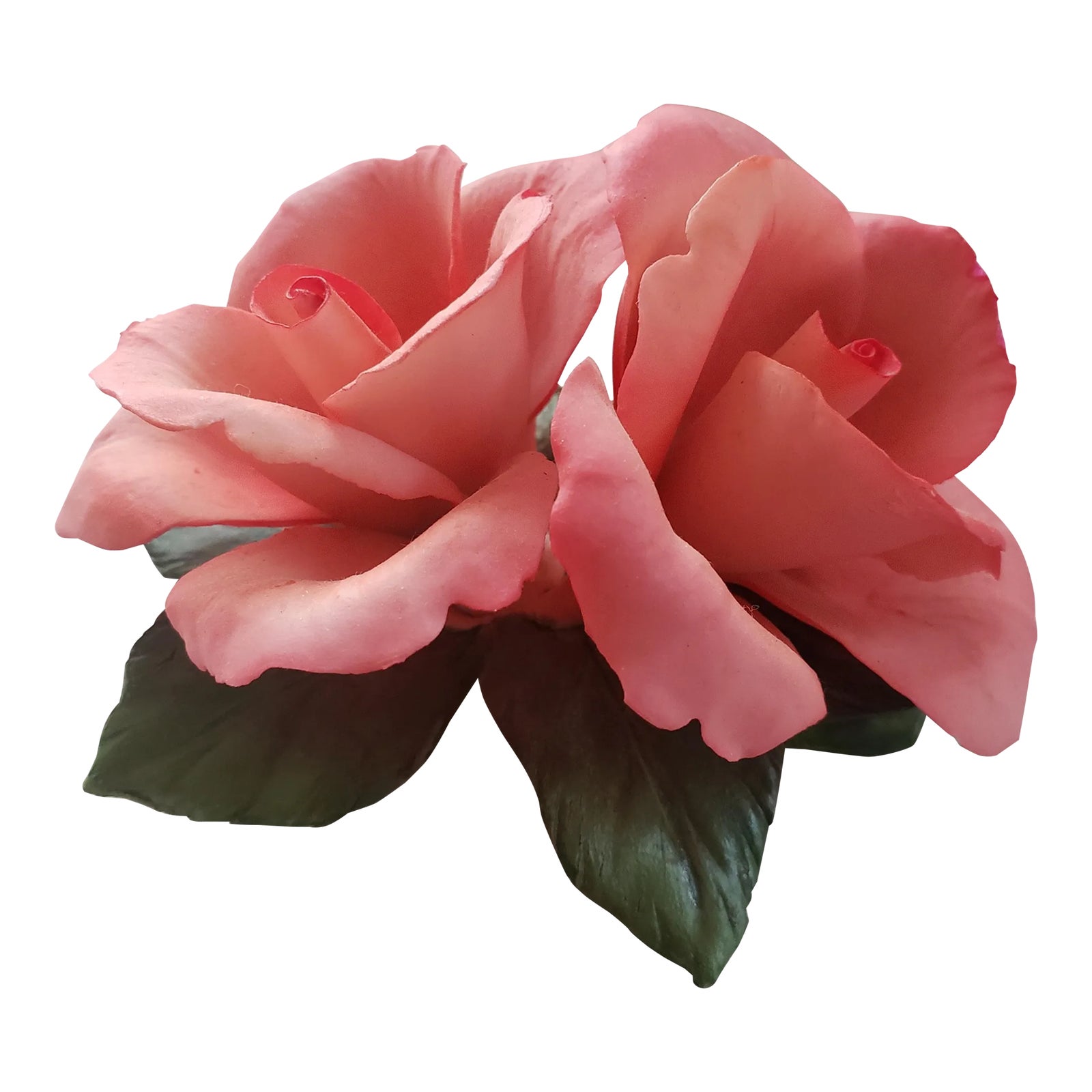 Late 20th Century Italian Napoleon Capodimonte Pink Rose | Chairish