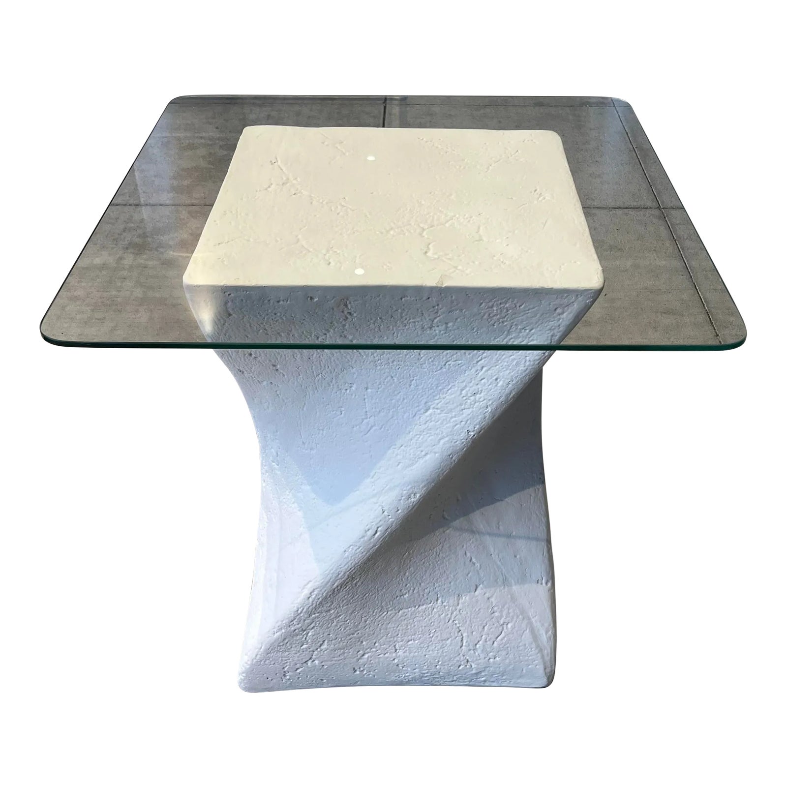 Postmodern Sculptural Plaster Pedestal Base End Table Manner of Sirmos ...