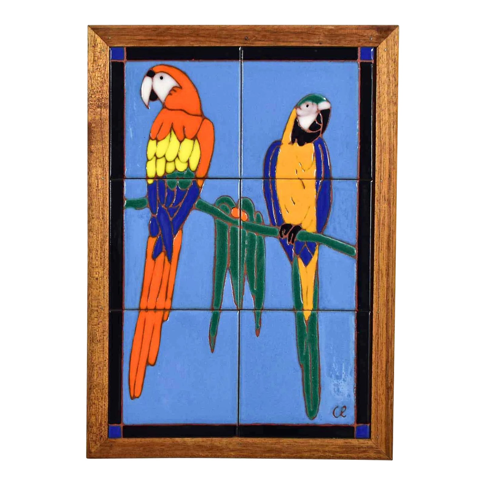 Late 20th Century Catalina Style Parrot Ceramic Tile Plaque by ...