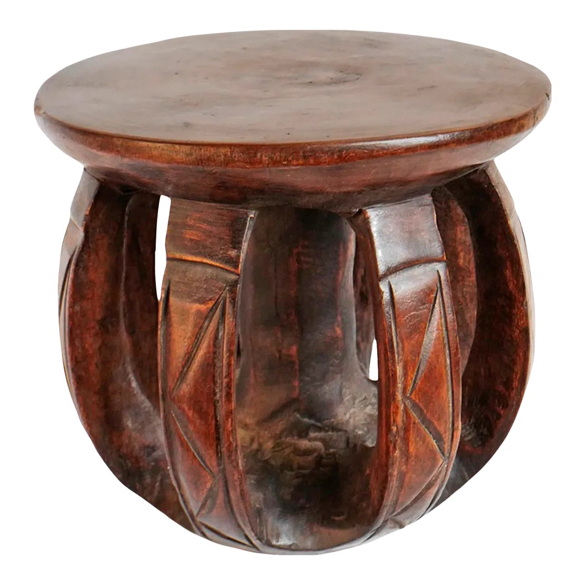 Vintage Baga Small Round Tribal Stool | Chairish